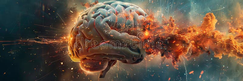 Mind Explosion, Mega Energy Brain, Angry Concept, Creative Blowing ...