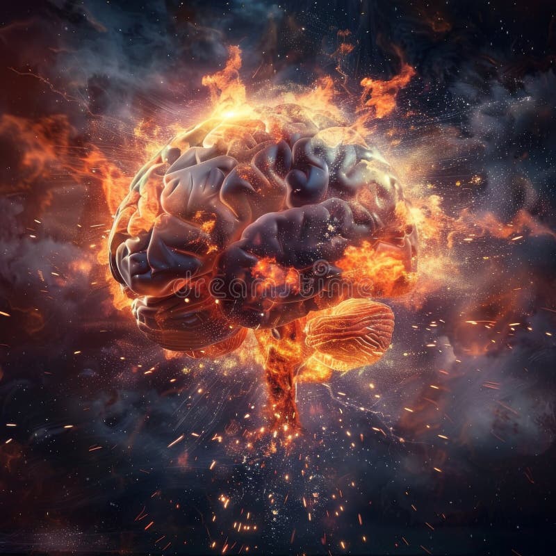 Explosion of the Brain. Concept. Stock Photo - Image of burnout ...