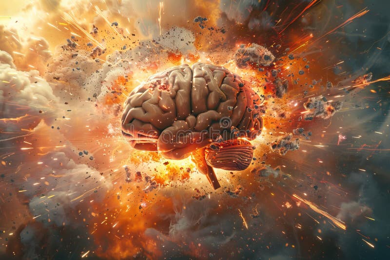 Mind Explosion, Mega Energy Brain, Angry Concept, Creative Blowing ...