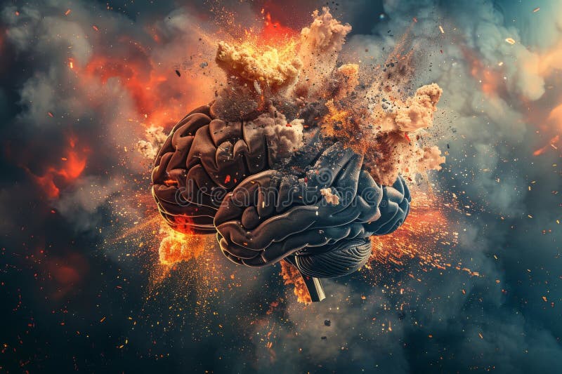 Mind Explosion, Mega Energy Brain, Angry Concept, Creative Blowing ...