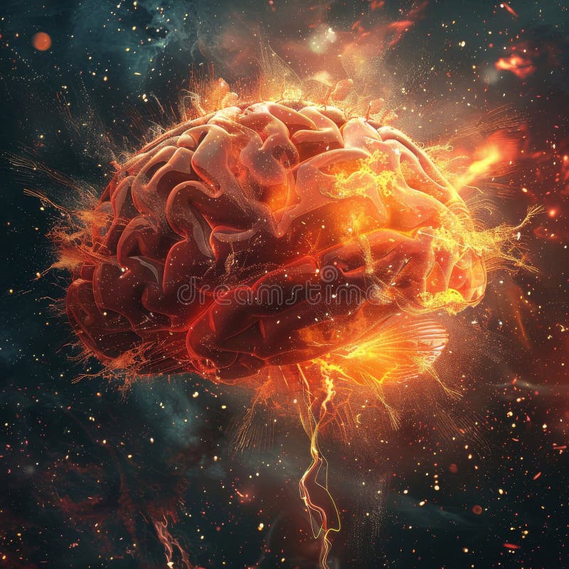 Mind Explosion, Mega Energy Brain, Angry Concept, Creative Blowing ...