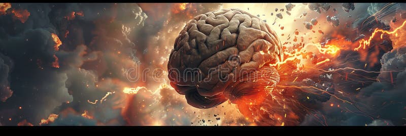 Mind Explosion, Mega Energy Brain, Angry Concept, Creative Blowing ...