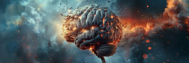 Mind Explosion, Mega Energy Brain, Angry Concept, Creative Blowing ...