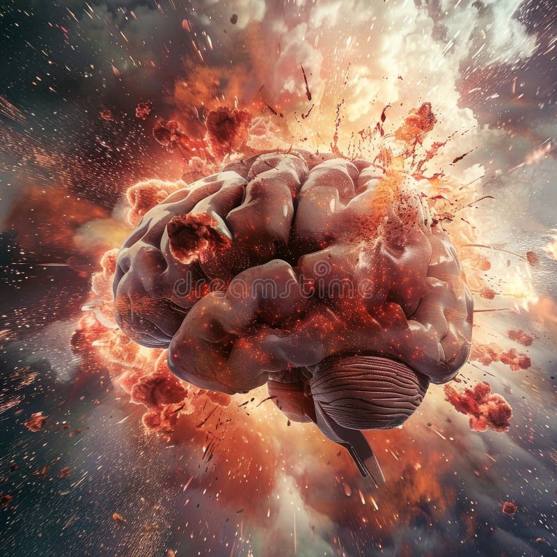 Mind Explosion, Mega Energy Brain, Angry Concept, Creative Blowing ...