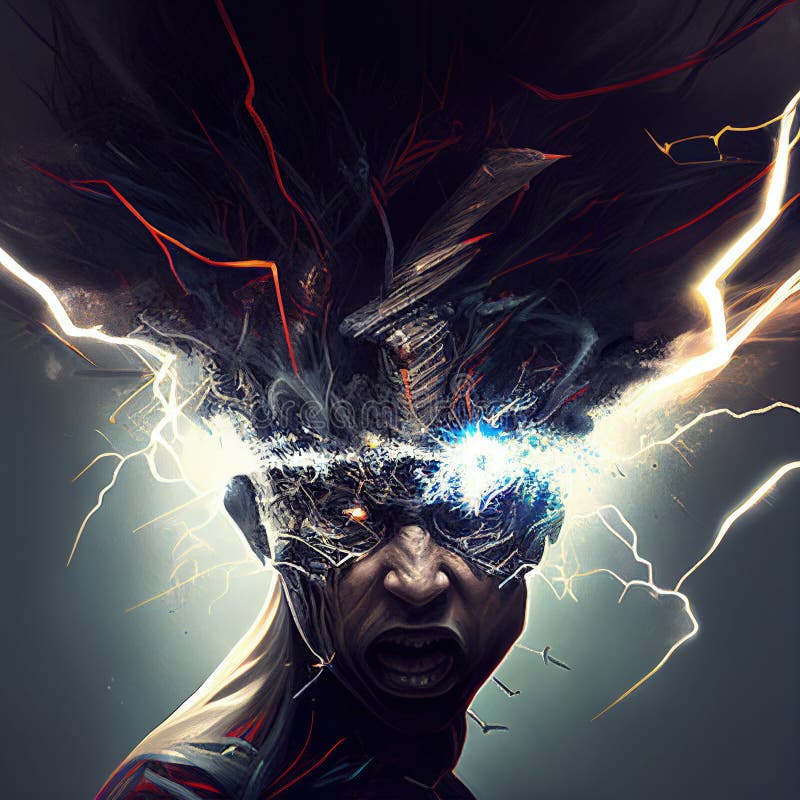 Mind Explosion, Mega Energy Brain, Angry Concept, Generative Ai ...