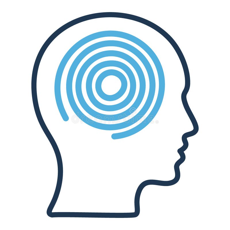 Mind Focus Icon. Abstract Profile with Concentric Circles Symbolizing ...