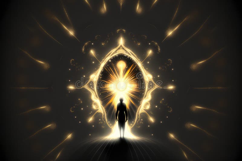 Mind of God, Shining Brightly in the Center of Black Void Stock ...