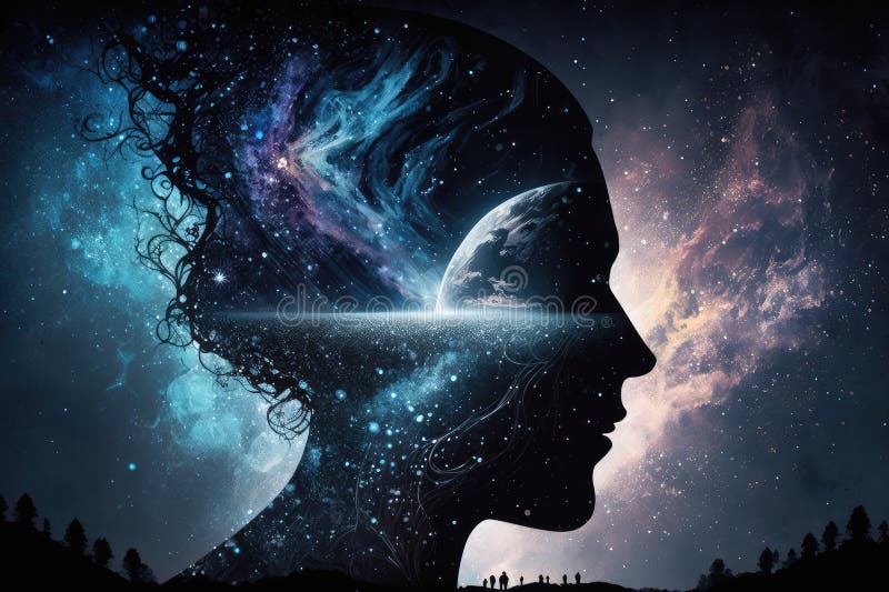 Mind of God, with View of Night Sky and Stars, Showing the Connection ...