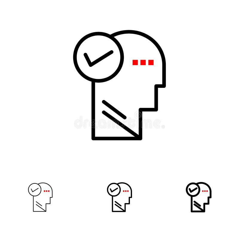 Mind, Head, Solution, Thinking Bold and Thin Black Line Icon Set Stock ...