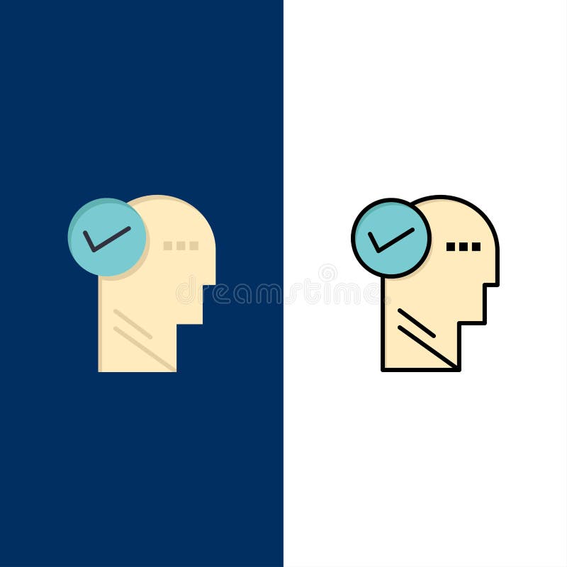 Mind, Head, Solution, Thinking Icons. Flat and Line Filled Icon Set ...