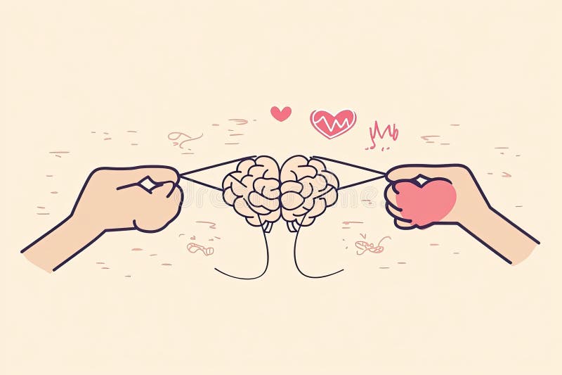 Mind & Heart Connection Stock Illustration - Illustration of mental ...