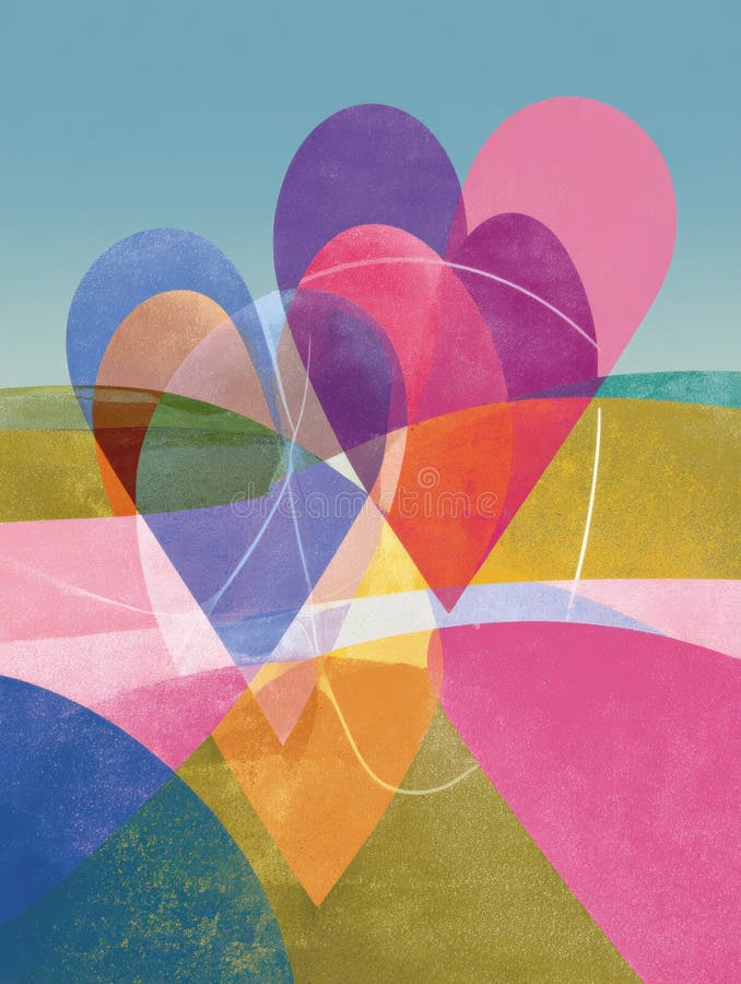 Mind and Heart Symbols Intertwine on a Soft Pastel Field Creating a ...