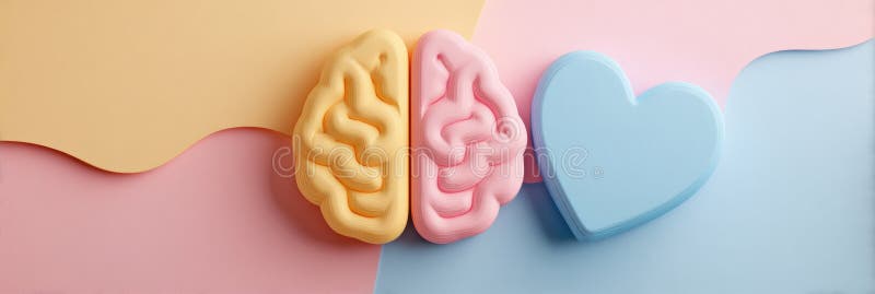 Mind and Heart Symbols Overlap on a Pastel Background Symbolizing ...
