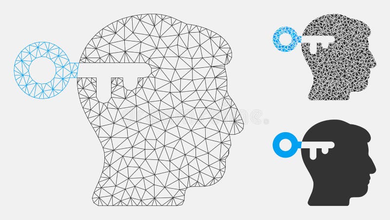 Mind Key Vector Mesh Carcass Model and Triangle Mosaic Icon Stock ...
