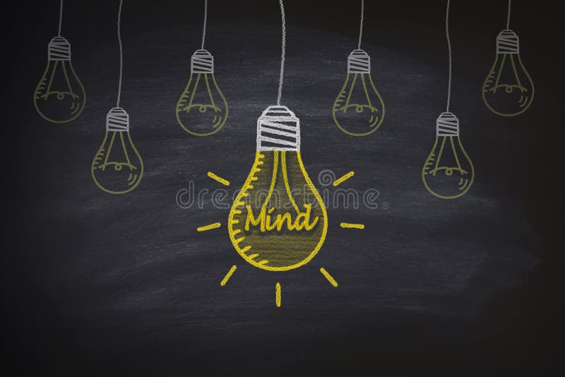 Mind Light Bulbs on the Blackboard Stock Photo - Image of think, light ...