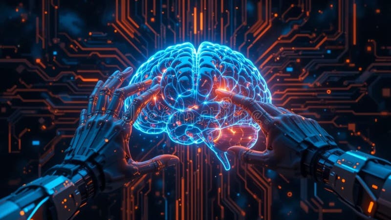 Mind-Machine Synergy: Futuristic AI with Glowing Neural Network ... Mind-Machine Synergy: Futuristic AI with Glowing Neural Network ...