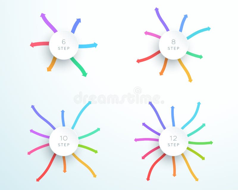 Mind Map Arrows 6, 8, 10, 12 Infographic Vector Set Stock Vector ...