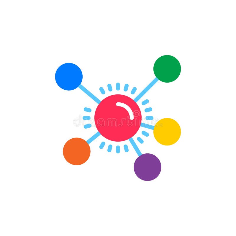 Mind Map Colorful Icon, Vector Flat Sign. Stock Vector - Illustration ...