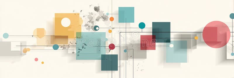 Mind Map Connecting Colorful Squares and Circles in a Network Stock ...