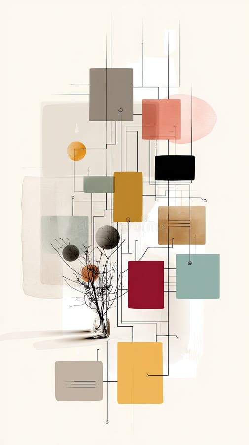 Mind Map Connecting Geometric Shapes and Organic Elements, Fostering ...