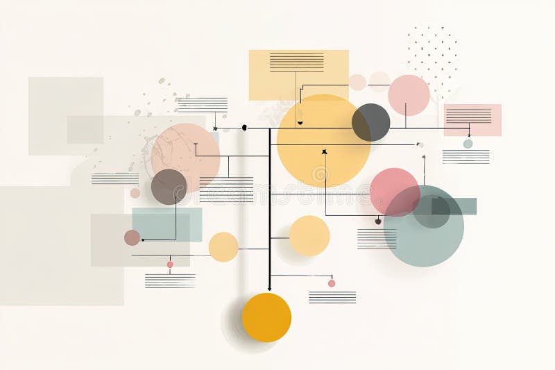 Mind Map Connecting Ideas with Circles, Squares, and Lines Stock ...