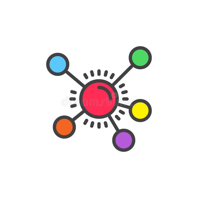 Mind Map Colorful Icon, Vector Flat Sign. Stock Vector - Illustration ...