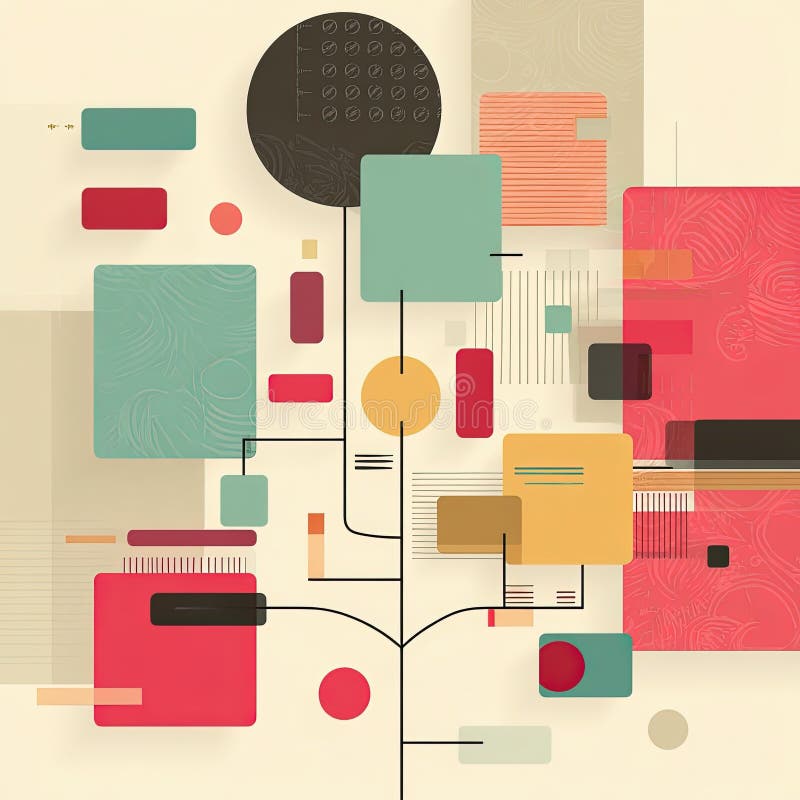 Mind Map Growing with Colorful Geometric Shapes and Interconnections Stock Illustration ...