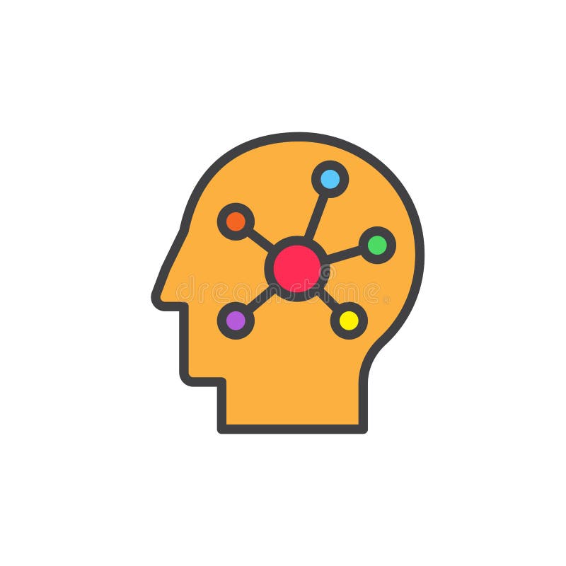 Mind Map in a Head Filled Outline Icon, Vector Sign Stock Vector ...