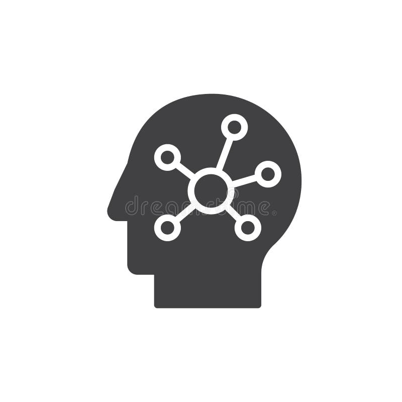 Mind Map in a Head Icon Vector, Filled Flat Sign, Solid Pictogram ...