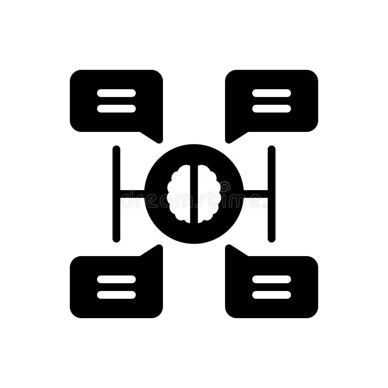 Black Solid Icon for Mind Map, Connected and Network Stock Illustration ...
