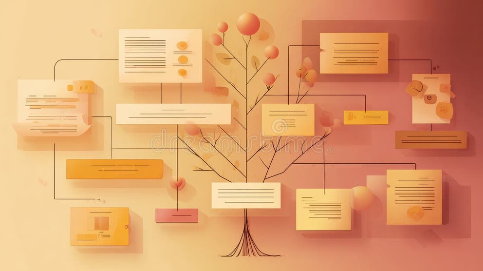Mind Map Illustrating Educational Objectives in Warm Colors, Featuring ...