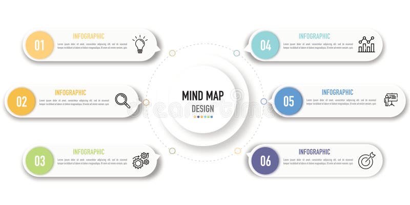 Circular Button Mind Map Infographic for Business Presentation Stock ...