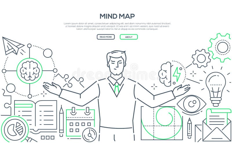 Mind Map - Modern Line Design Style Web Banner Stock Vector ...
