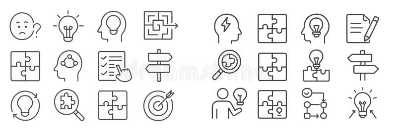 Mind Mapping Concept with Various Puzzle Pieces and Light Bulb Symbols ...
