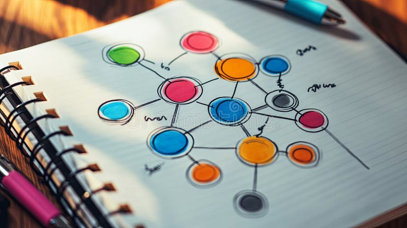 Mind Mapping: a Notebook Page Filled with a Colorful Mind Map Stock ...