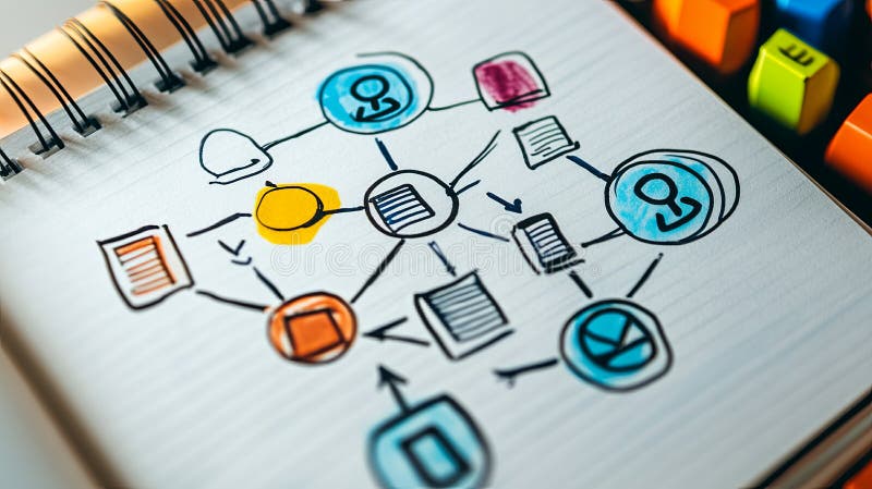 Mind Mapping: a Notebook Page Filled with a Colorful Mind Map Stock ...