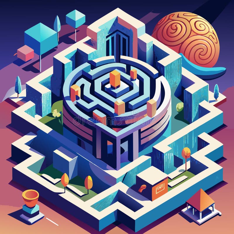 Mind Maze Abstract Sculpture Stock Vector - Illustration of network ...
