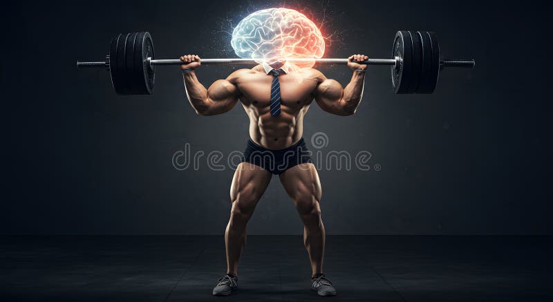 Mind Muscle Connection: Bodybuilder with Brain for a Head Lifting ...