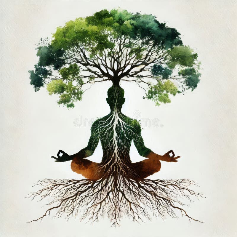 Mind and Nature in Unity stock illustration. Illustration of body ...