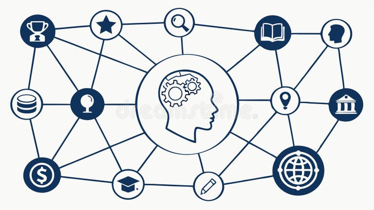Mind Network with Icons: Thoughts, Ideas, Psychology Vector Design ...