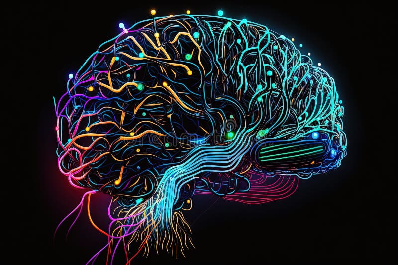 Mind Neural Networks in Neon Stock Illustration - Illustration of ...