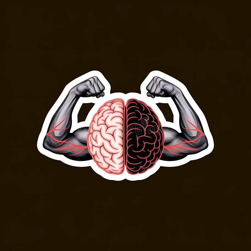 Mind Over Matter Brain Vs. Biceps Icon Split, Clever Visual Metaphor ...