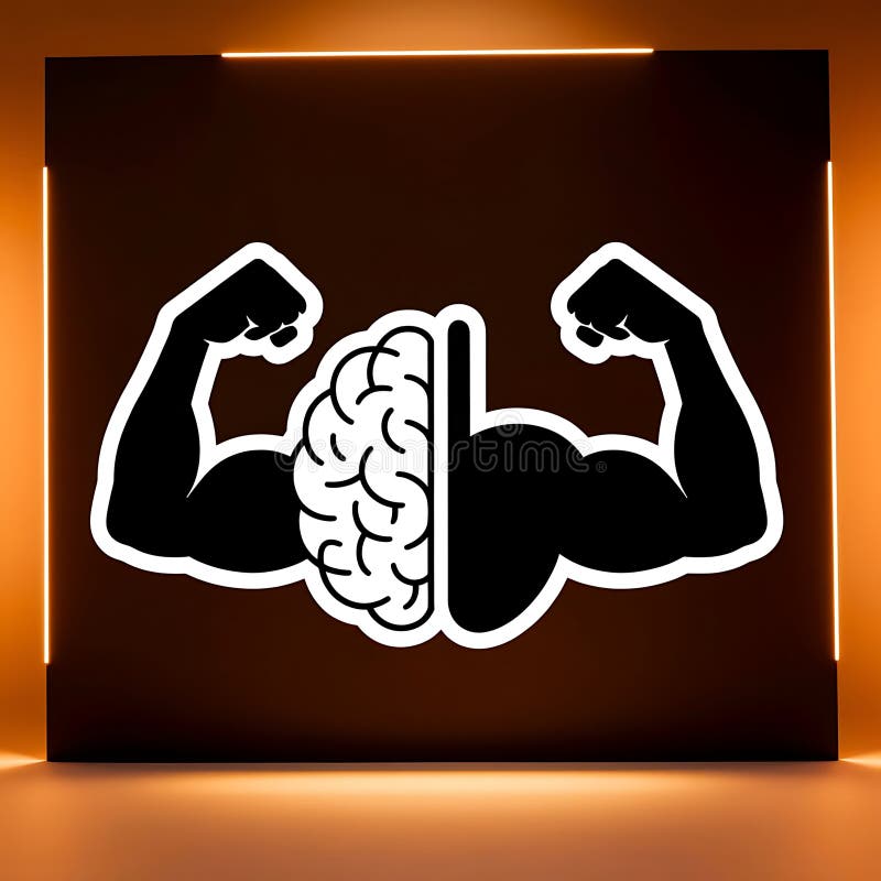Mind Over Matter Brain Vs. Biceps Icon Split, Clever Visual Metaphor, with Thick White Sticker ...