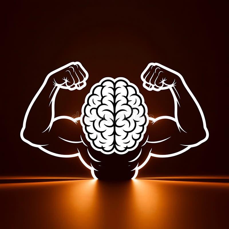 Mind Over Matter Brain Vs. Biceps Icon Split, Clever Visual Metaphor, with Thick White Sticker ...
