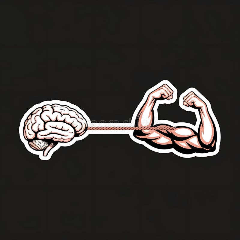 Mind Over Matter Brain Vs. Biceps Icon Split, Clever Visual Metaphor ...