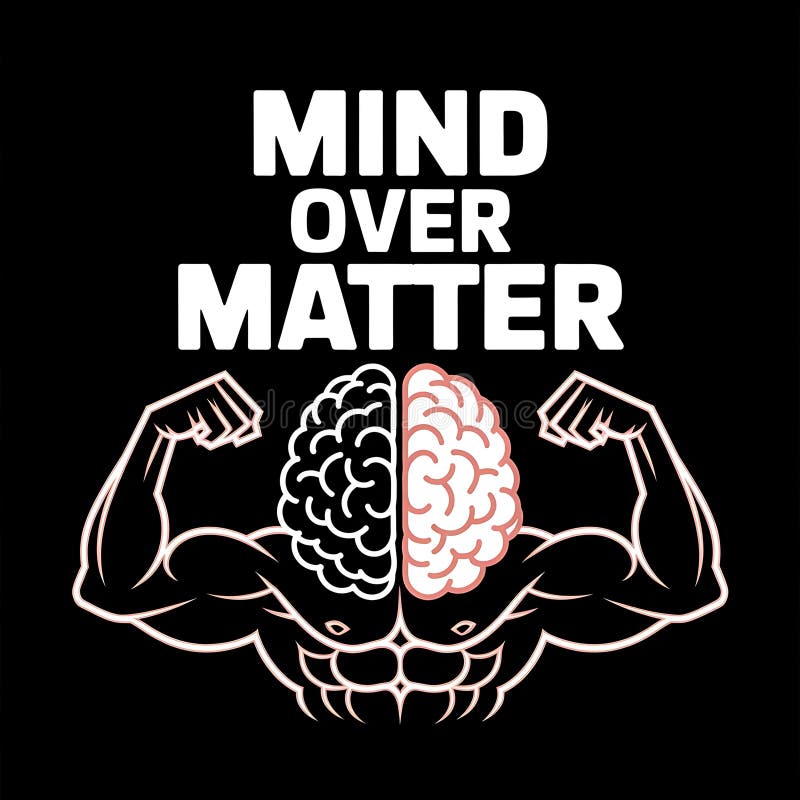 Mind Over Matter Brain Vs. Biceps Icon Split, Clever Visual Metaphor, with Thick White Sticker ...
