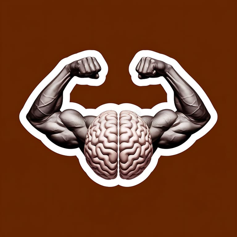 Mind Over Matter Brain Vs. Biceps Icon Split, Clever Visual Metaphor ...