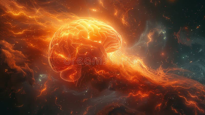 Mind Power, a Luminous Brain Encircled by Dynamic Energy Fields ...