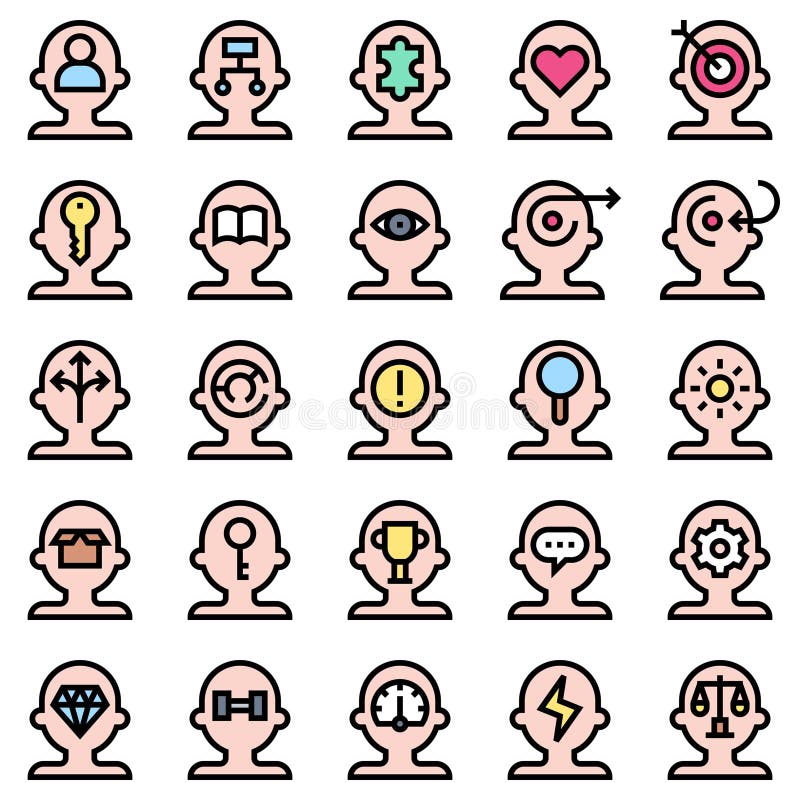 Mind Process Filled Icon Set, Vector Illustrations in Filled Design ...