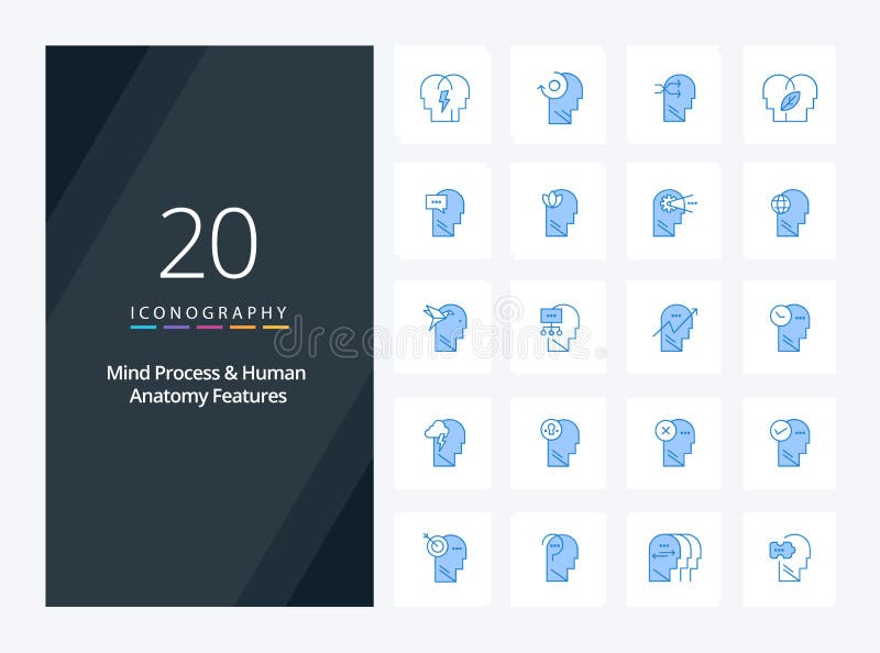 20 Mind Process and Human Features Blue Color Icon for Presentation ...